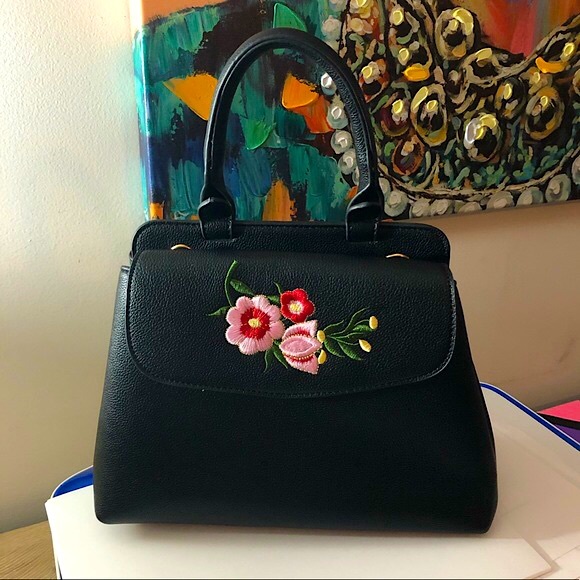 like dreams | Bags | Ld Black Floral Embroidery Purse | Poshmark